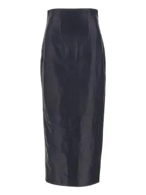 KHAITE Loxley Leather Midi Skirt