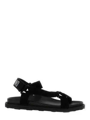Moschino Sandals With Adjustable Suede Straps - Black