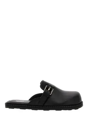 Moschino Leather Sabots - Black