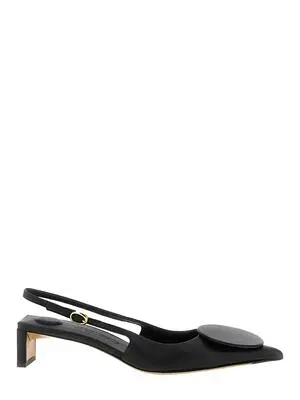 Jacquemus Leather Slingbacks - Black