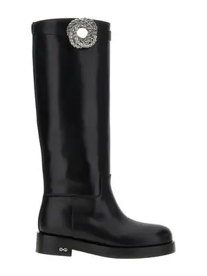 Mach & Mach Galaxy Leather Boots With Jewel Detail - Black
