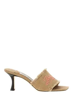 JIMMY CHOO Alexia Linen Sandals - Beige