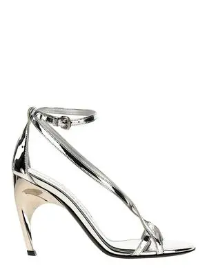 Alexander McQueen Armadillo Laminated Leather Sandals - Silver