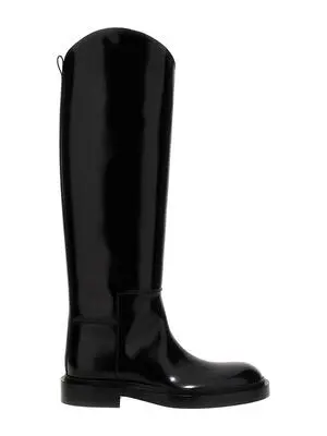 JIL SANDER Leather Knee High Boots - Black