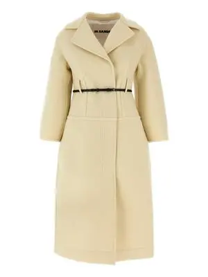 JIL SANDER Single-breasted Virgin Wool Felt Coat - White