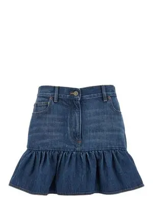Valentino Garavani Denim Mini Skirt - Light Blue