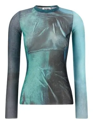 JEAN PAUL GAULTIER Water Print Tulle Top - Multicolor