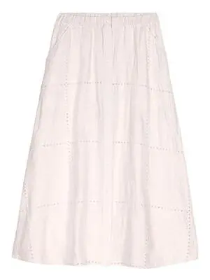 Maje Elasticated-waist Embroidered Linen-blend Midi Skirt - White