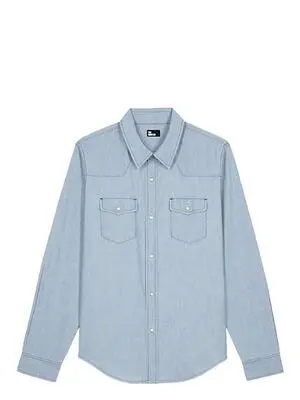 The Kooples Yoke-detail Faded Denim Shirt - Baby Blue