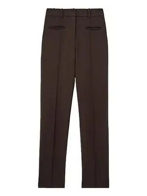 REISS Tapered-leg Stretch-woven Trousers - Chocolate Brown