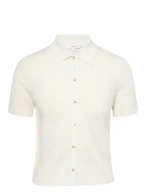 Vince Polo-collar Wool-blend Top - Off White