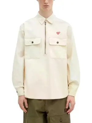 HUMAN MADE Heart-logo Half-zip Shirt - Neutrals