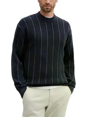 BOSS Ribbed Crew-neck Sweater - Blue