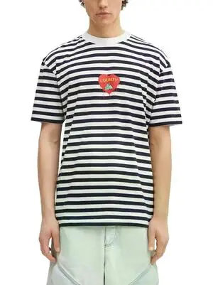COUNTY OF MILAN Heart-embellished Striped T-shirt - Black