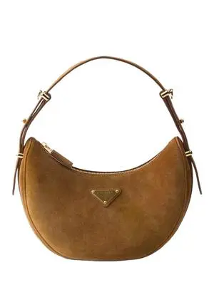 Prada Arqué Suede Shoulder Bag - Brown