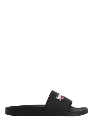 Balenciaga Rubber Logo Pool Slides 1096 Black/white/red