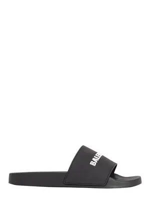 Balenciaga Logo Pool Slide Sandals 1006 Black/white