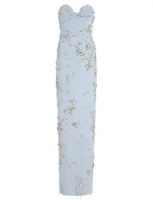 Oscar De La Renta Crystal-embellished Crepe Gown - Blue
