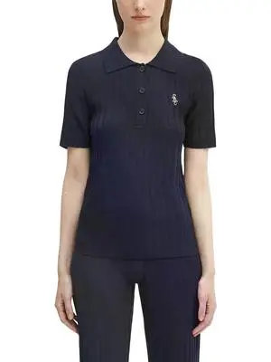 SPORTY & RICH Ribbed Polo Shirt - Blue