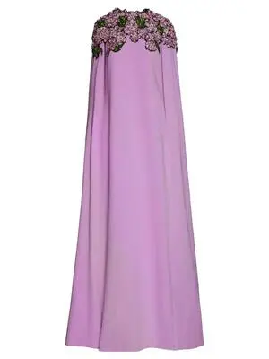 Oscar De La Renta Sequin-embellished Cape Gown - Pink