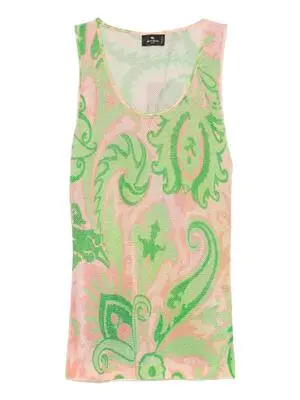 Etro Paisley-print Sleeveless Top - Green