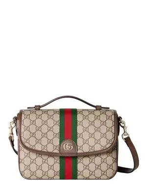 Gucci Ophidia Medium Top Handle Bag Gg Canvas - Beige
