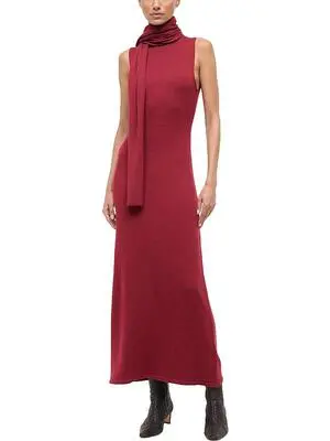 Staud Canal Merino Wool Midi Dress - Sangria