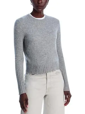 Guest In Residence Cashmere Shrunken Crewneck Sweater - Heather Grey
