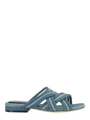SERGIO ROSSI Braided Denim Sandals - Blue