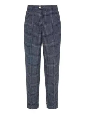 Brunello Cucinelli Prince Of Wales Check Trousers - Blue