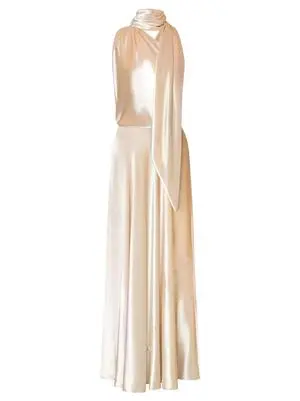 Alberta Ferretti Satin Long Dress - White