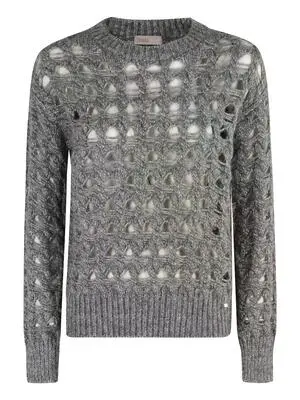 Herno Geometric-cutout Crew-neck Sweater - Grey