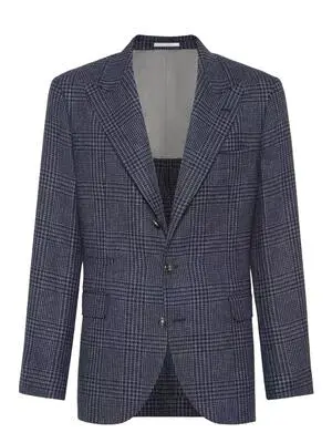 Brunello Cucinelli Prince Of Wales Check Blazer - Blue