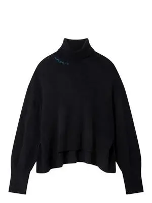 Axel Arigato Embroidered Turtleneck Wool-blend Sweater - Blue
