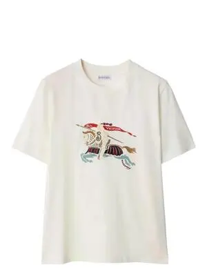 Burberry Embroidered Cotton T-Shirt White