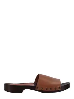 LA ROSE Leather Slides - Brown