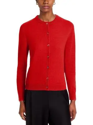 Bloomingdale'S Cashmere Crewneck Cardigan Sweater - Scarlet