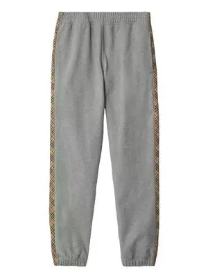 Burberry Check-trimmed Cotton Track Pants - Grey