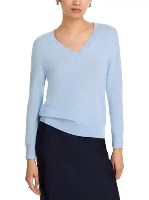 Bloomingdale'S 100% Cashmere V-Neck Sweater Cloud White