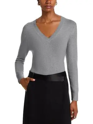 Bloomingdale'S 100% Cashmere V-neck Sweater - Medium Grey