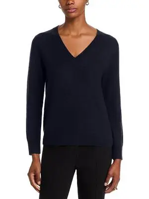 Bloomingdale'S 100% Cashmere V-neck Sweater - Navy