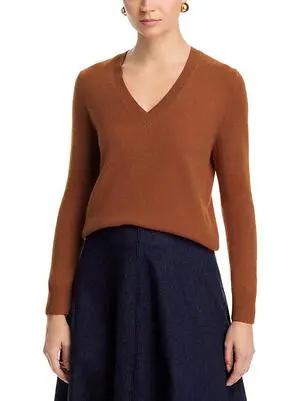 Bloomingdale'S 100% Cashmere V-neck Sweater - Nutmeg
