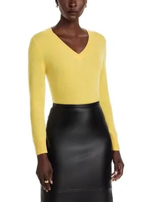 Bloomingdale'S 100% Cashmere V-Neck Sweater Pineapple
