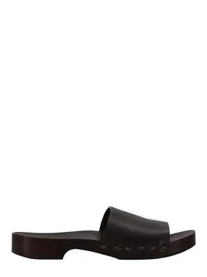 LA ROSE Leather Slides - Brown