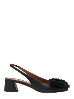 LANVIN Leather Heeled Slingback Ballerina - Black