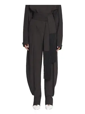 LANVIN Wool And Viscose Barrel Pants - Dark Brown