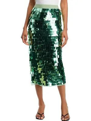 Essentiel Antwerp Midi Sequin Pencil Skirt - Aqua Azul