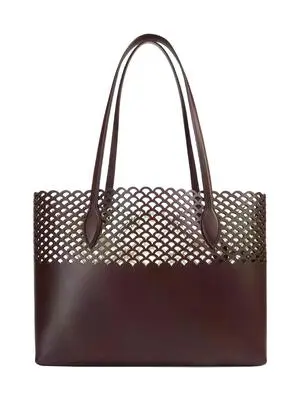 SERGIO ROSSI Mermaid Scallop-detail Leather Tote Bag - Brown