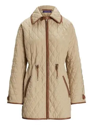Ralph Lauren Lambskin-trim Quilted Coat - Light Tan