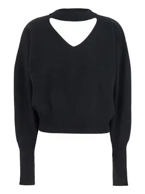 FEDERICA TOSI V-Neck Wool-Cashmere Blend Sweater With Cut-Out Detail